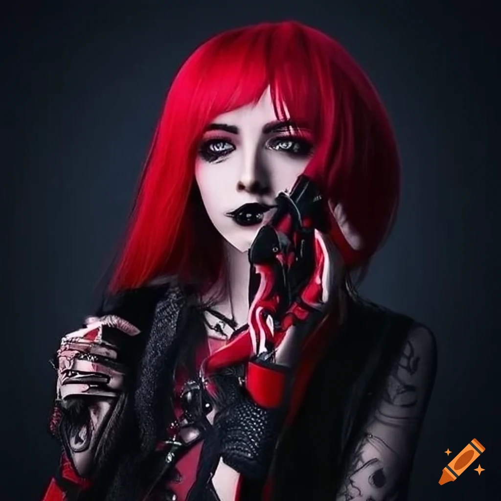 Portrait of a red-haired alternative girl on Craiyon