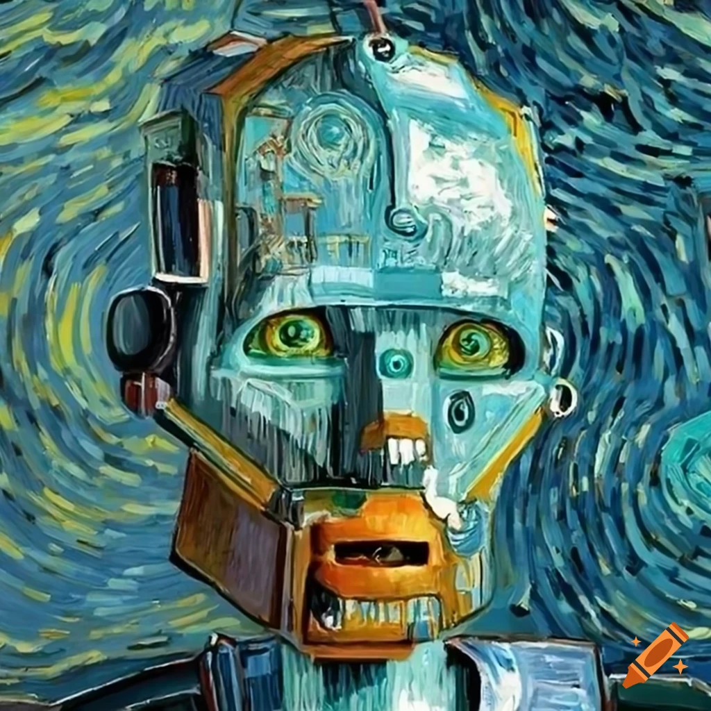 Van gogh inspired robot portrait on Craiyon