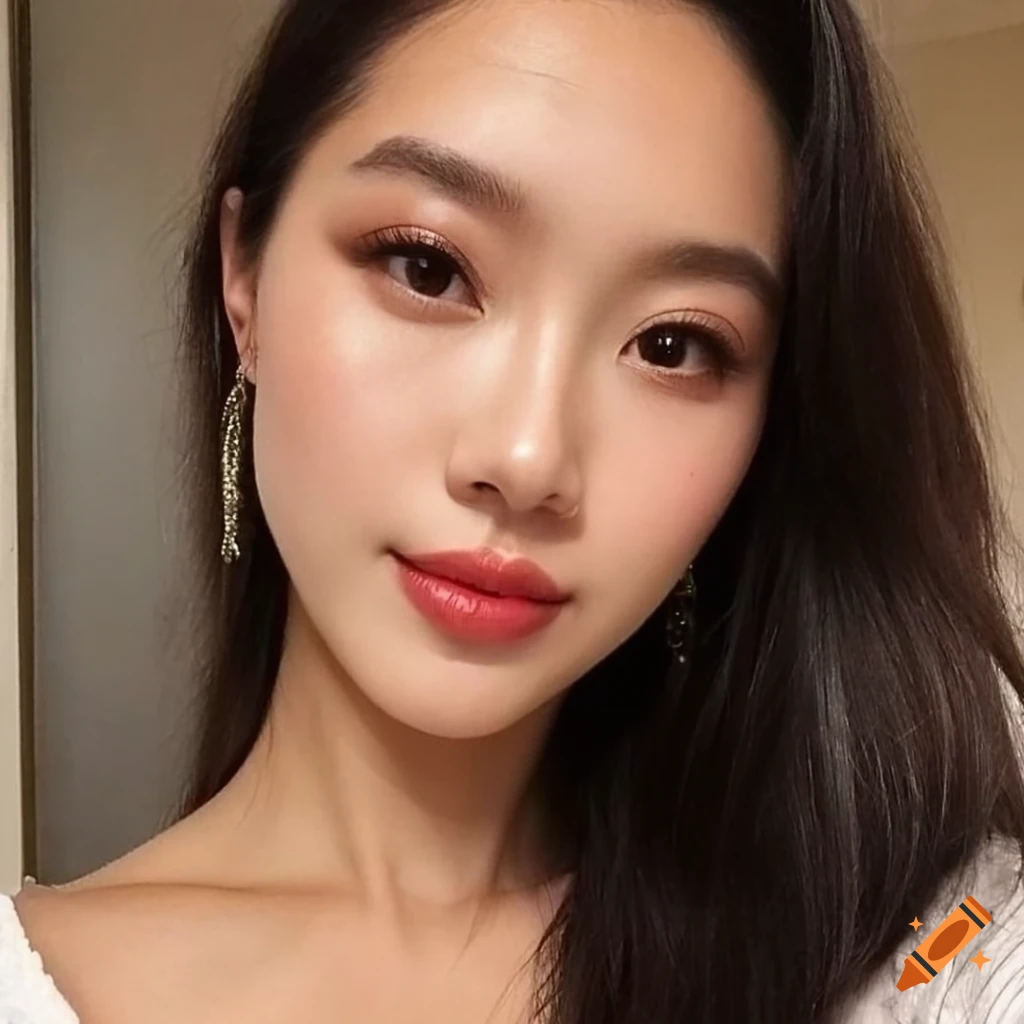 Natural bare face selfie of a woman in secretary clothes on Craiyon