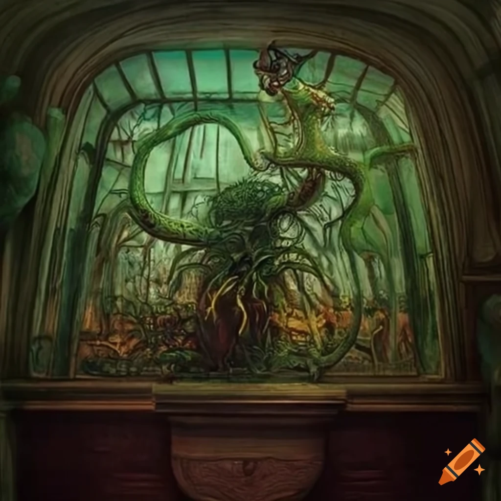 Intriguing artwork of a monstrous plant in a Victorian greenhouse on ...