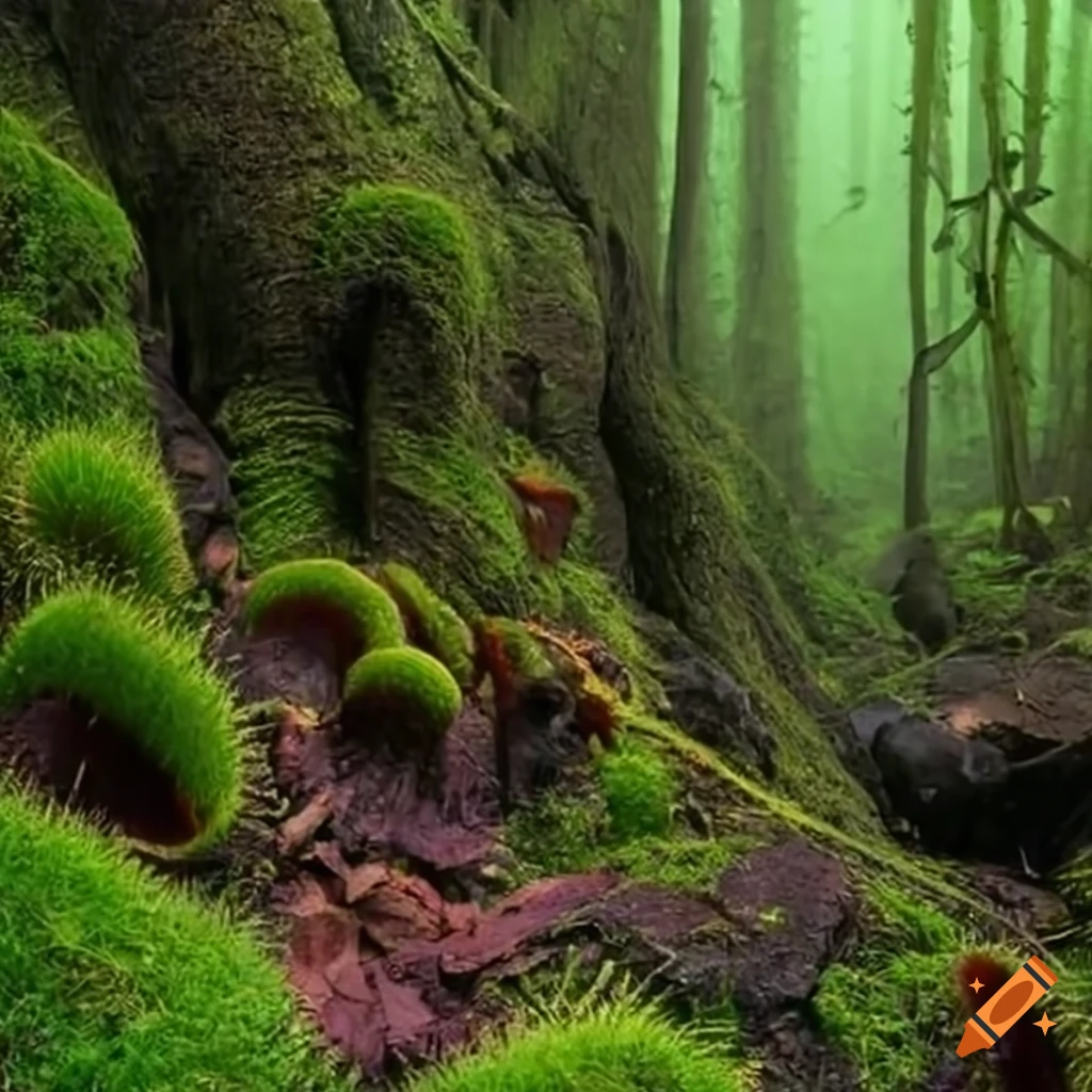 Mountainside carnivorous forest on Craiyon