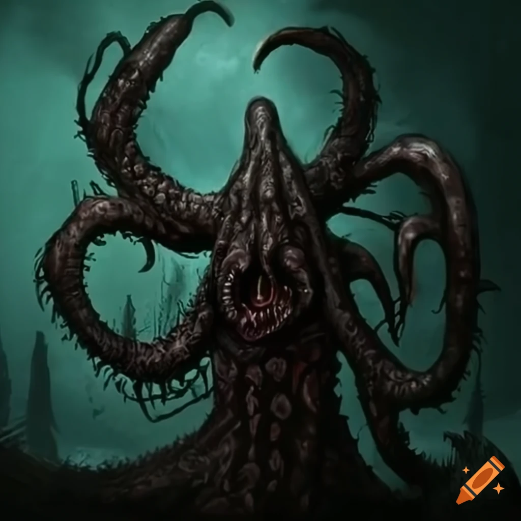 Image of a Lovecraftian horror creature with jagged teeth and long ...