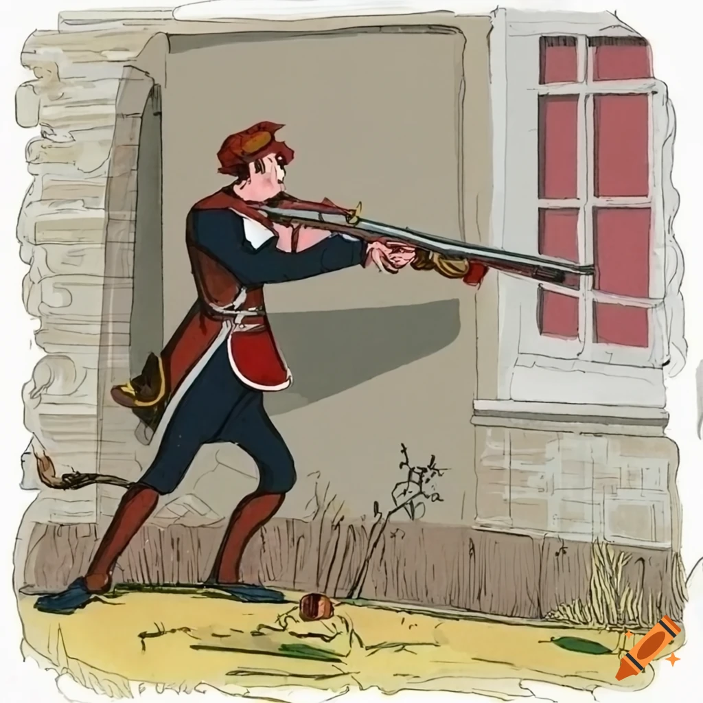 Comic illustration of defending home with a musket on Craiyon