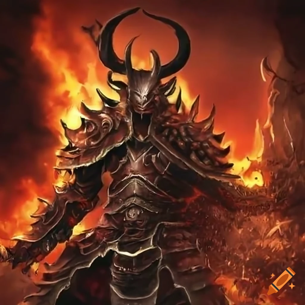 Image of a fiery warrior in armor on Craiyon