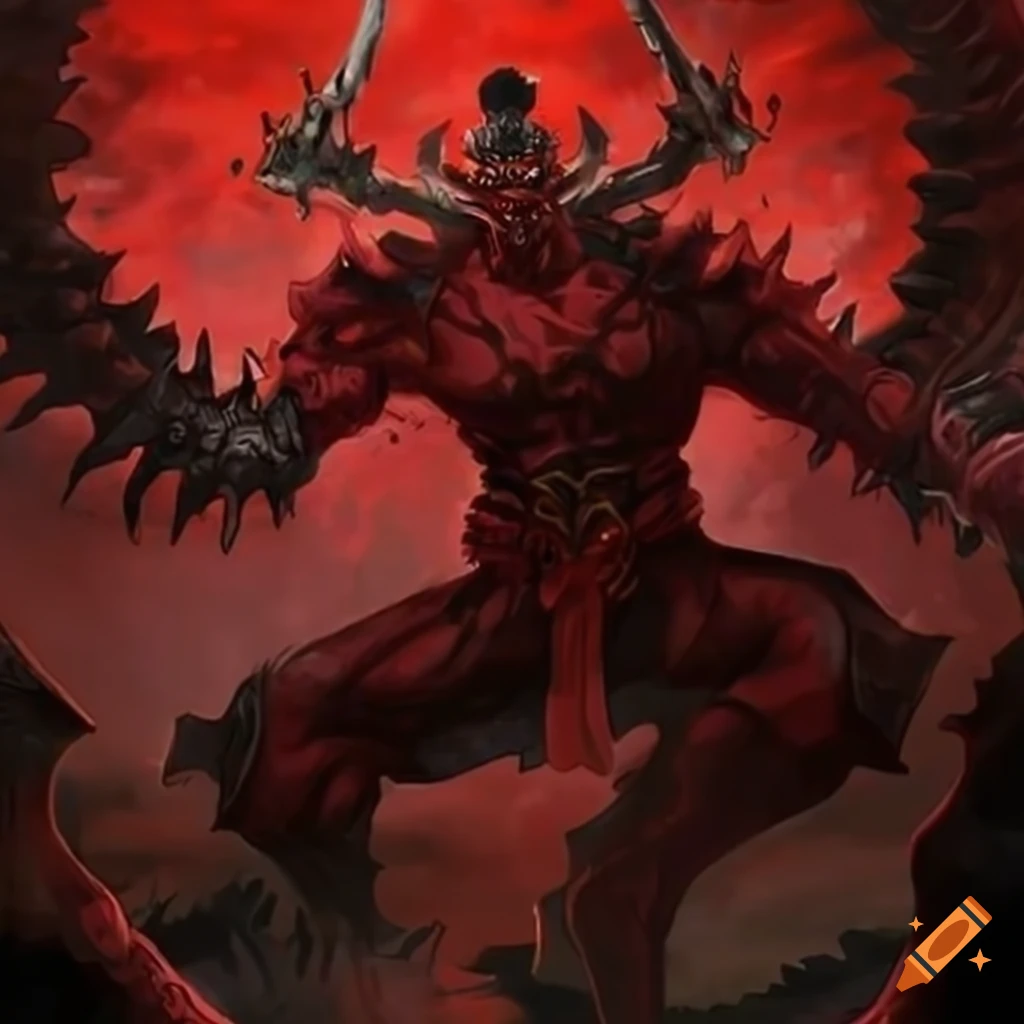 Red demon warrior artwork on Craiyon