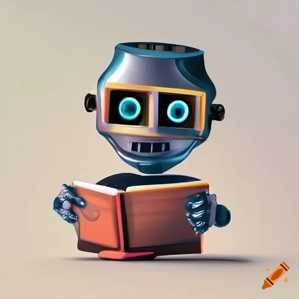 Robot holding a book on Craiyon
