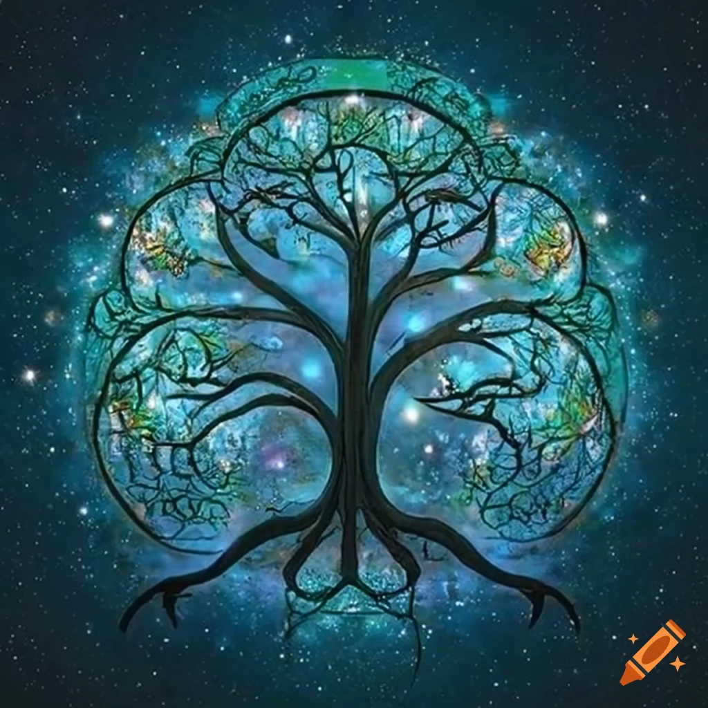 Artwork of a cosmic tree with stars as leaves on Craiyon