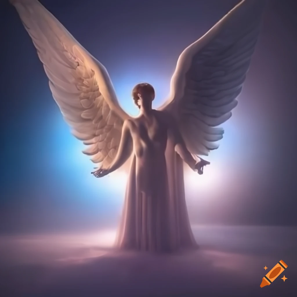 Ethereal image of a male angel in a misty light on Craiyon