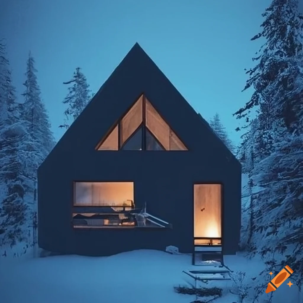 Blue minimalist cabin architecture on Craiyon