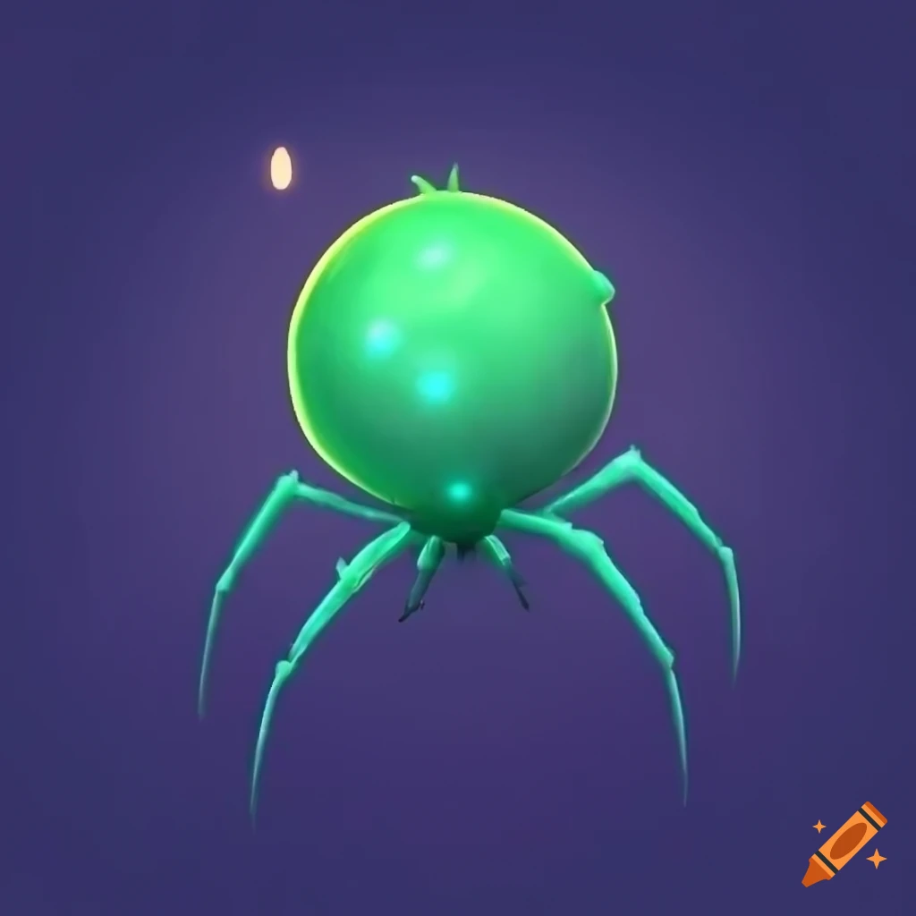 Stylized depiction of a cute spider with glowing spots on Craiyon
