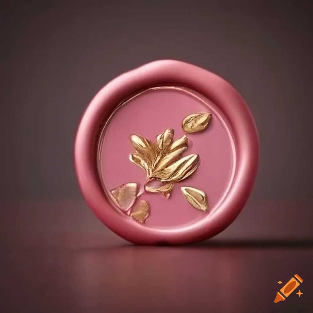Pink wax seal with golden flower
