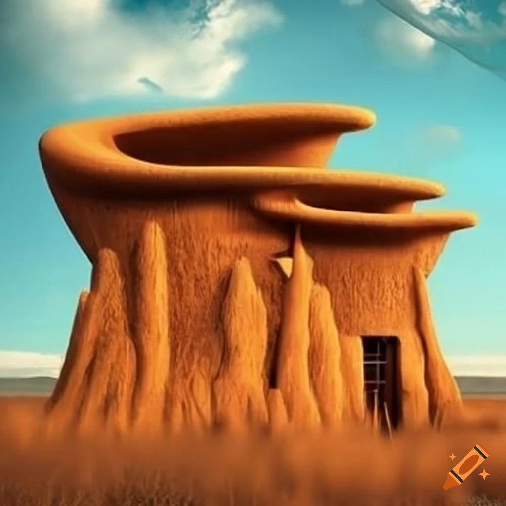 Innovative eco-friendly houses inspired by termite mounds on Craiyon