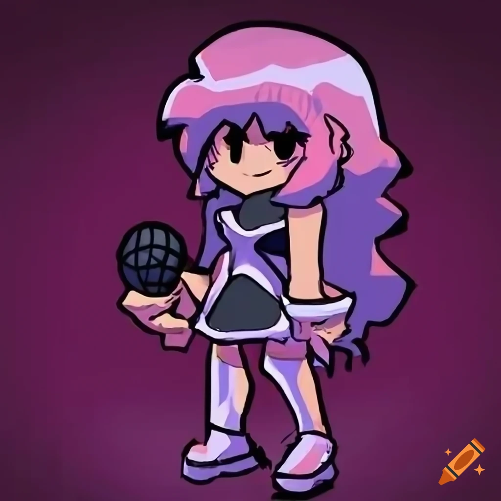 Girl in silver outfit inspired by Friday Night Funkin' on Craiyon