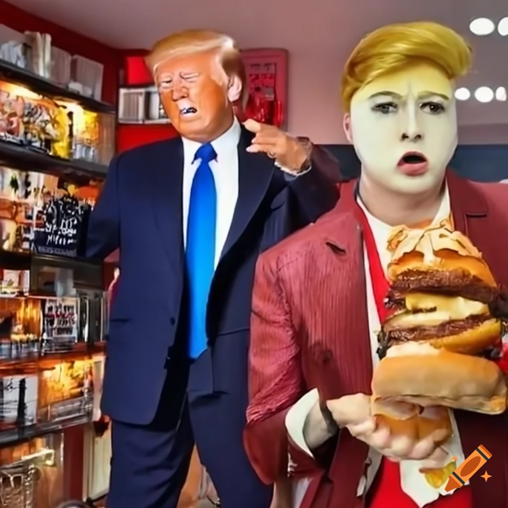 Donald Trump dressed as rapper with hamburgers on Craiyon