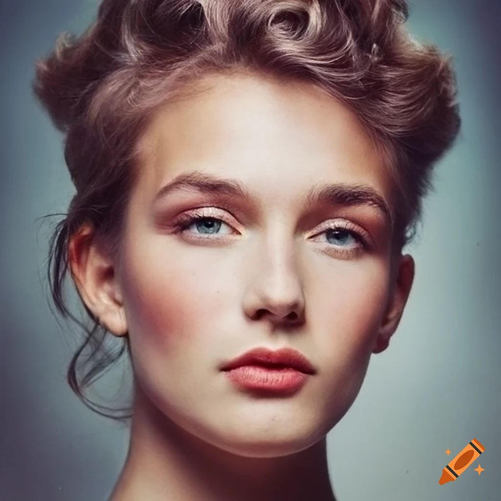 Captivating portrait of a young female model on Craiyon