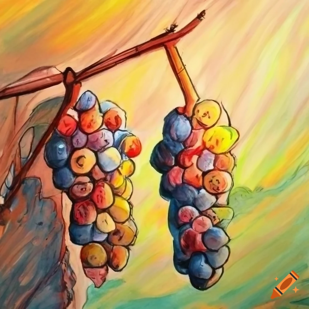 Drawing of a vineyard worker during the grape harvest on Craiyon