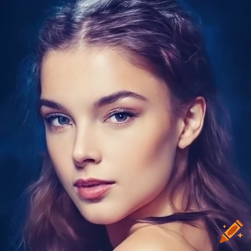 Captivating portrait of a young female model on Craiyon