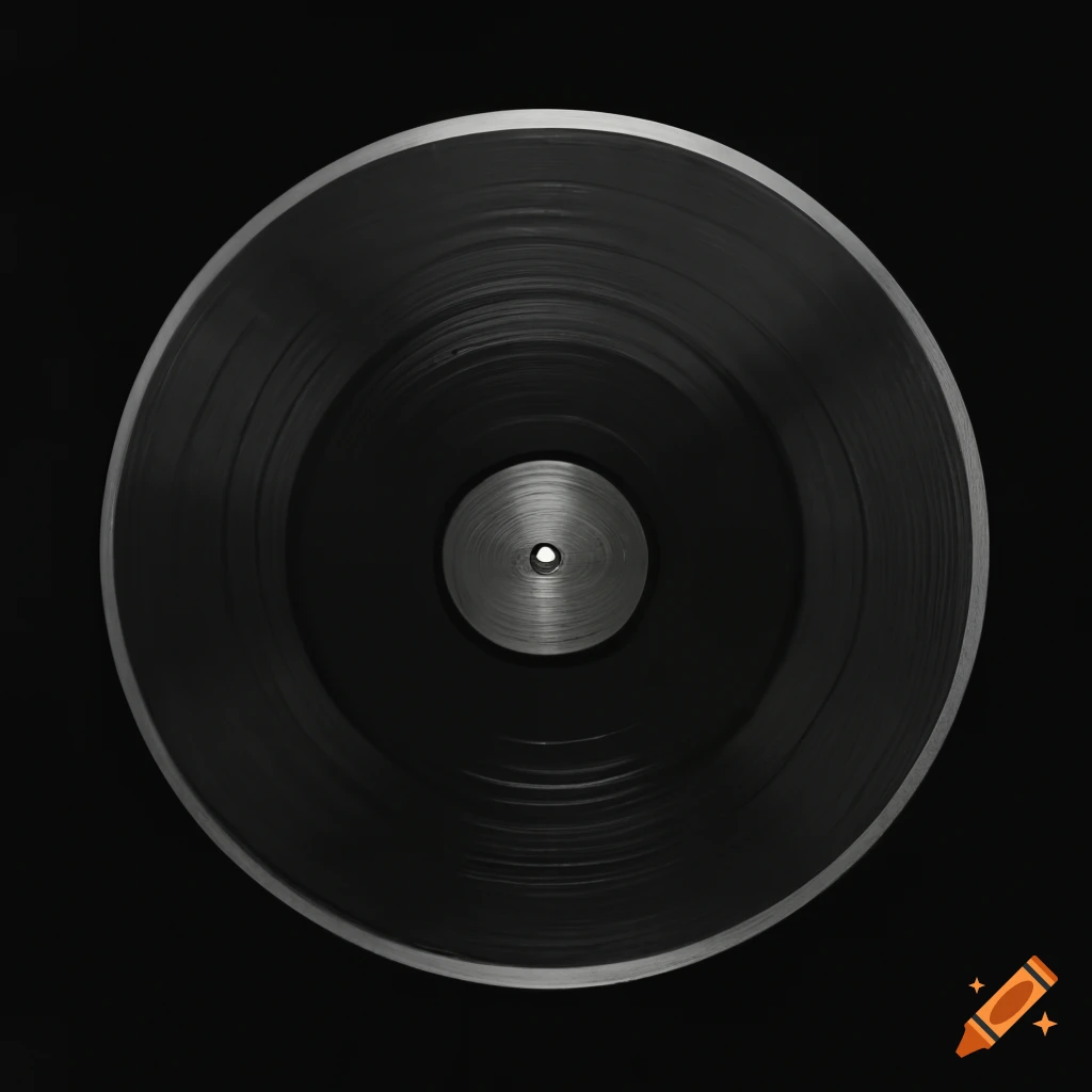 Black and white vinyl record on Craiyon