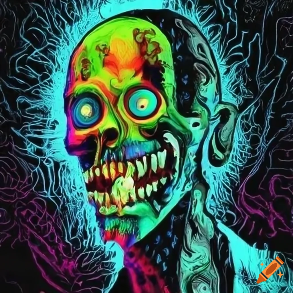 Neon-colored zombie artwork on Craiyon