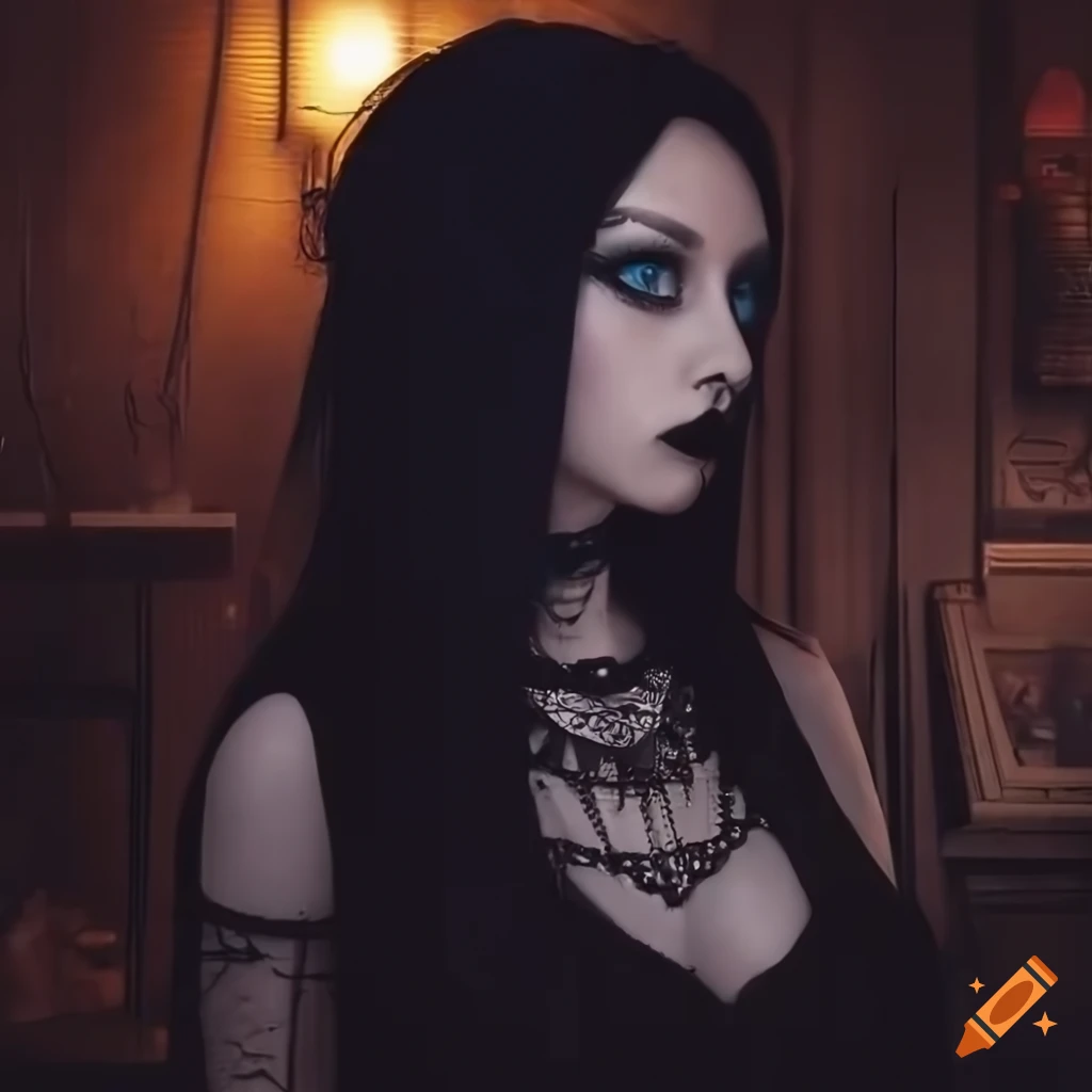 Photo of gothic ladies in a console room on Craiyon