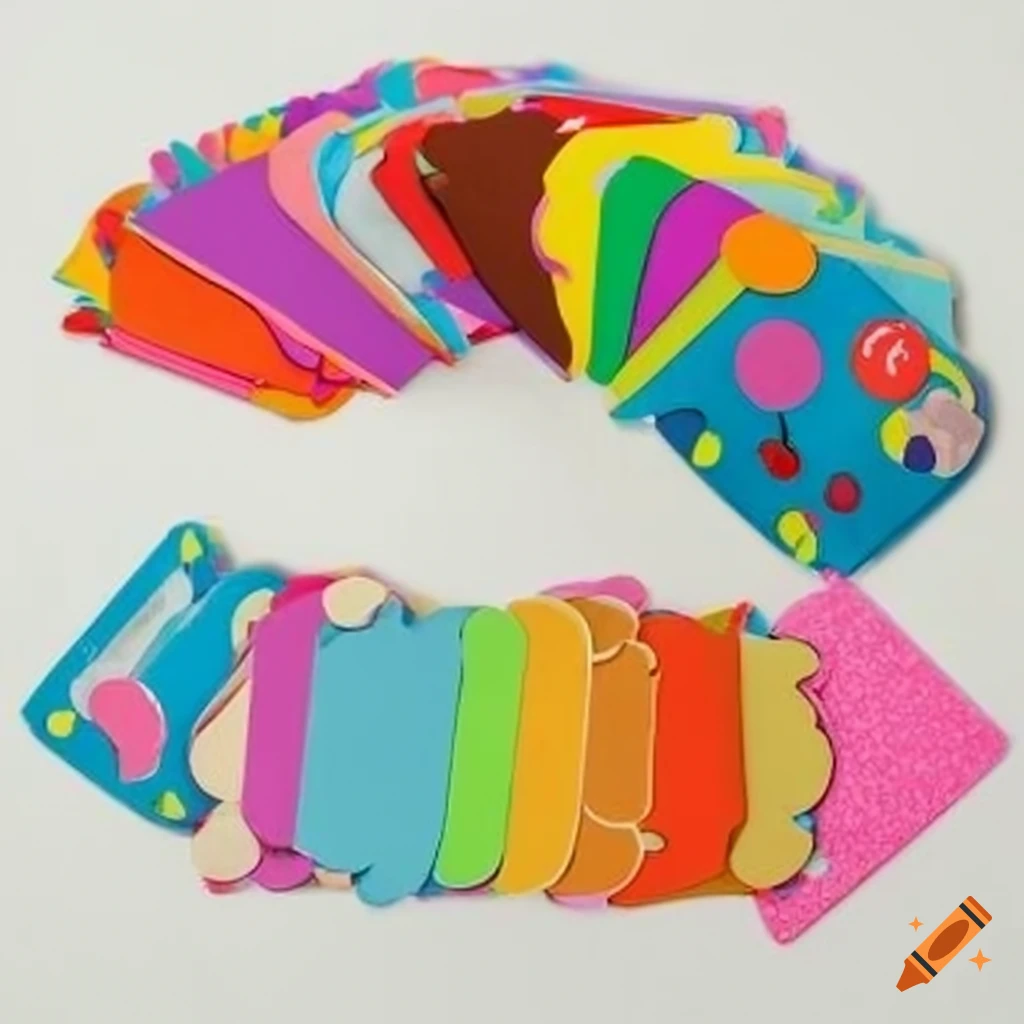 Colorful homemade labels for various crafts on Craiyon