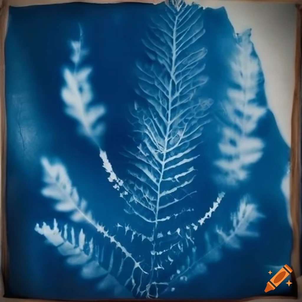Cyanotype of icelandic flora on Craiyon