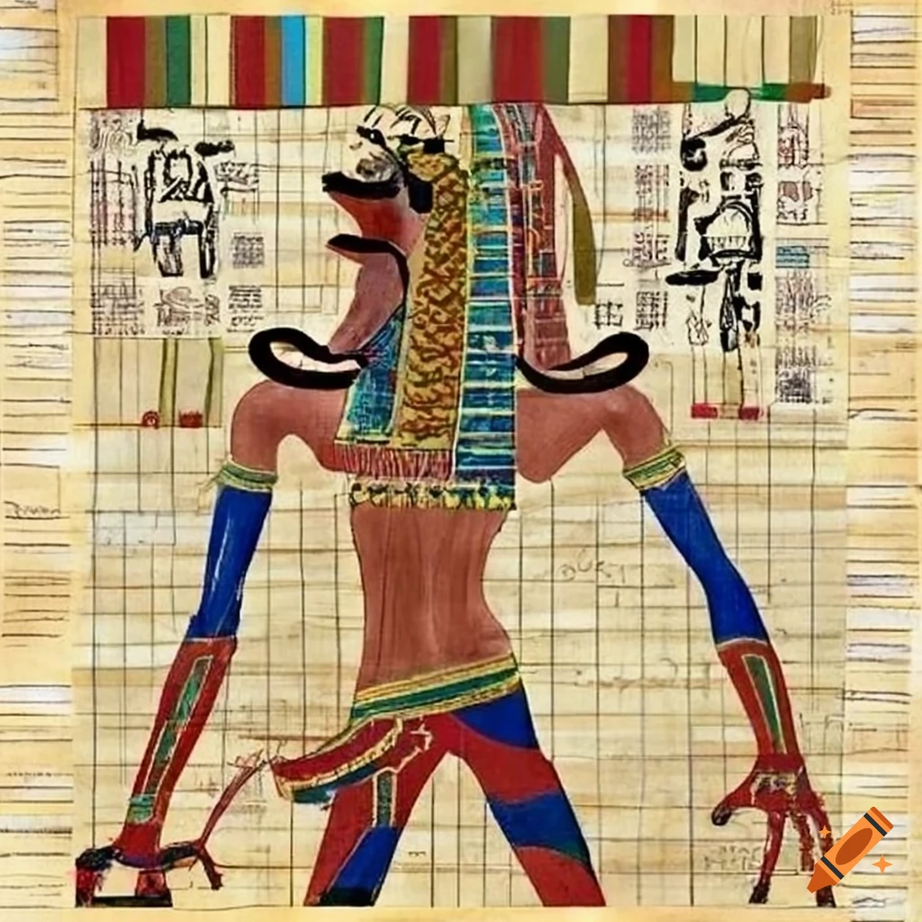 Depiction of an ancient mythical monster on aged papyrus on Craiyon