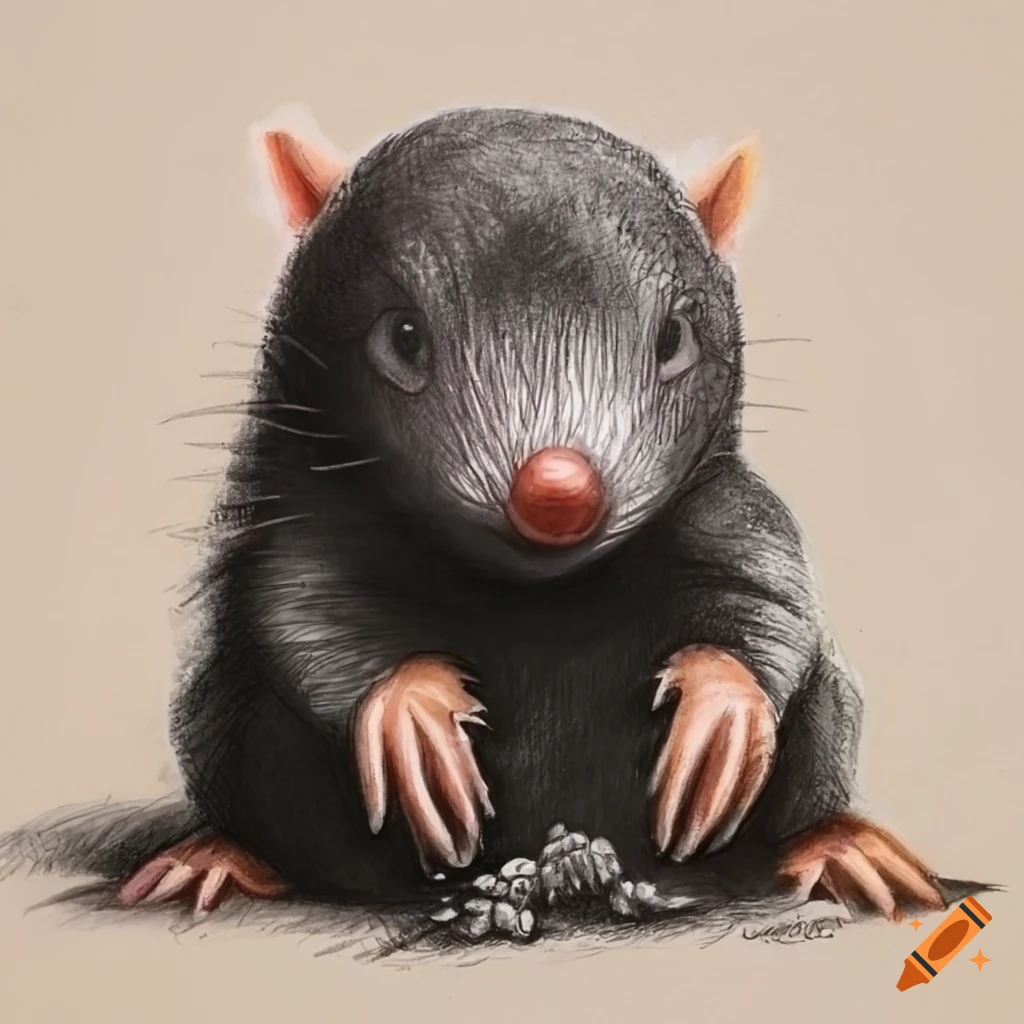 Realistic pencil drawing of a cute mole on Craiyon