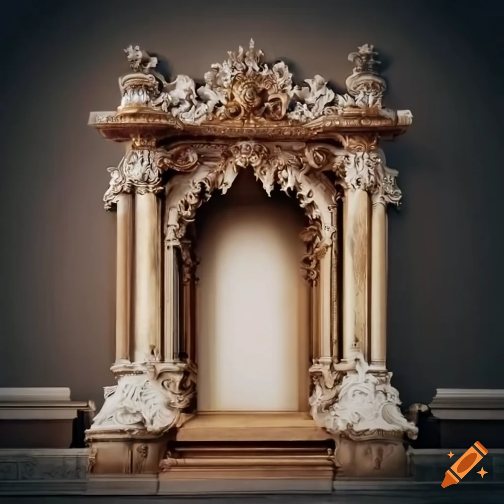 Rococo altar with staircase and pillars on Craiyon