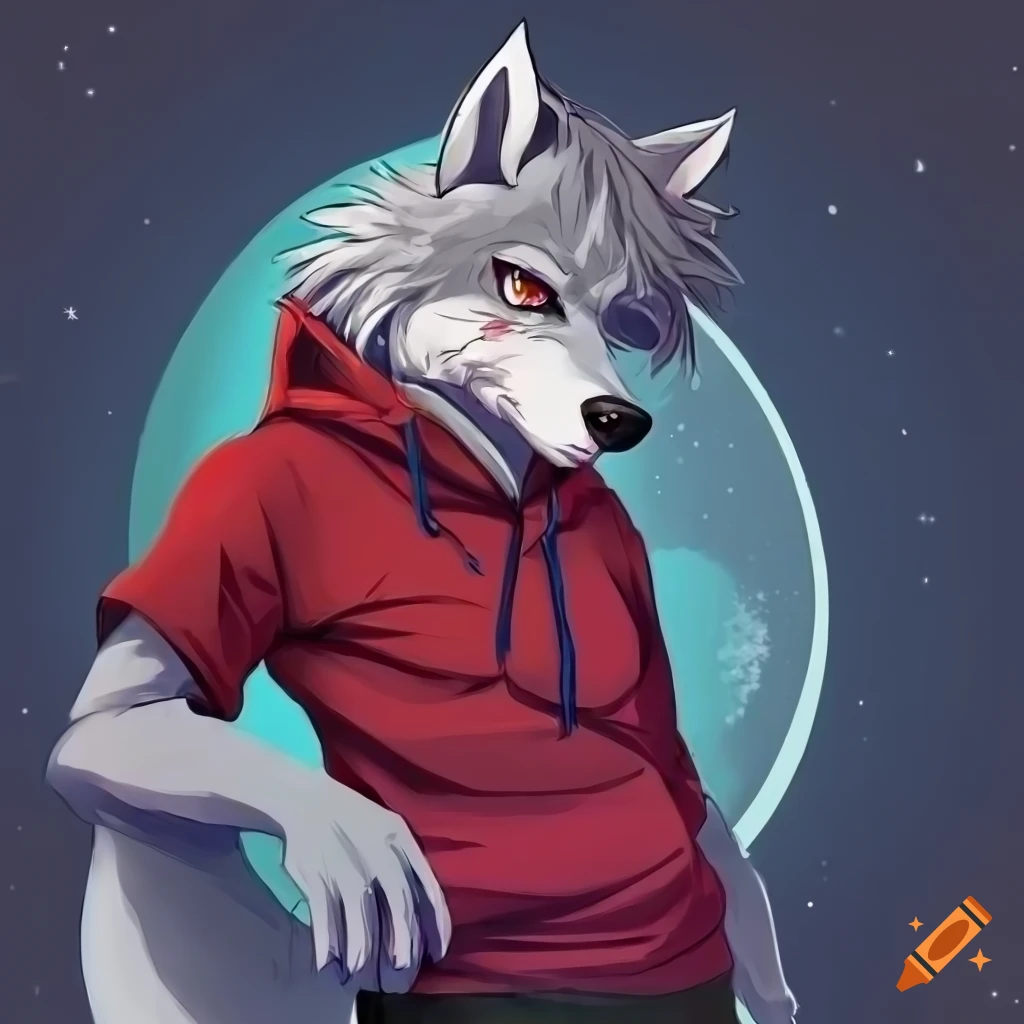 Anime anthro wolf with silver and grey hair on Craiyon
