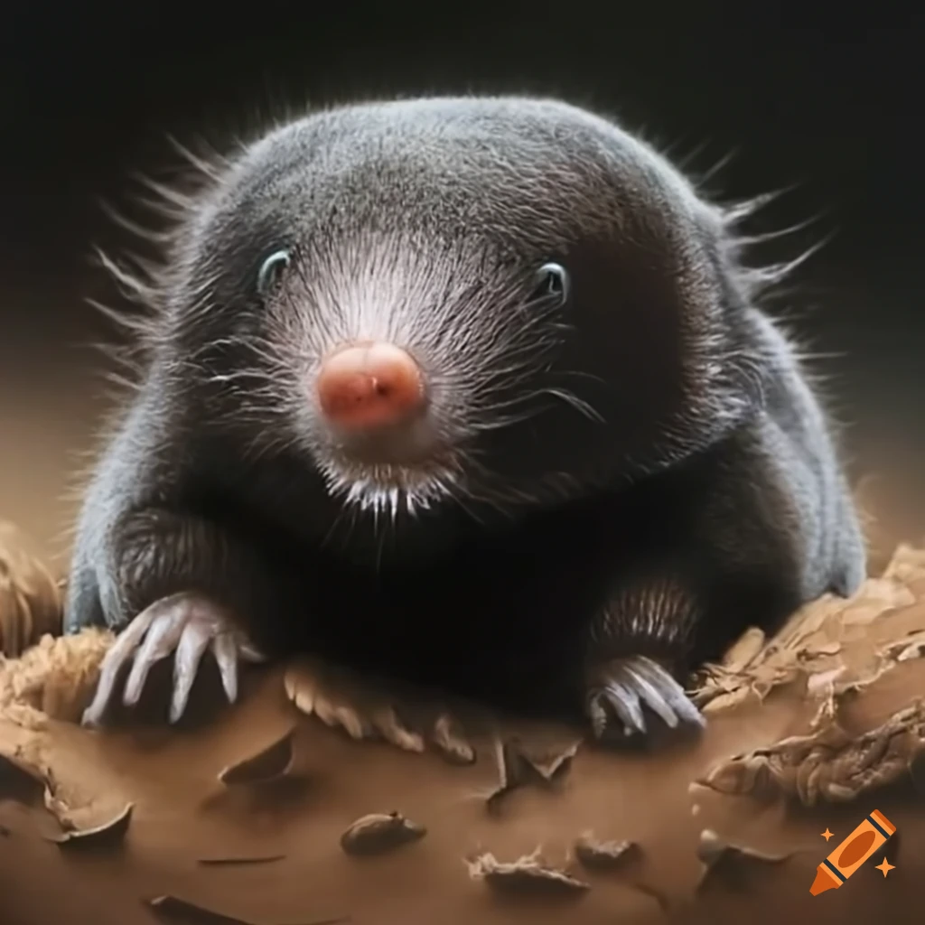 Realistic pencil drawing of a cute mole on Craiyon