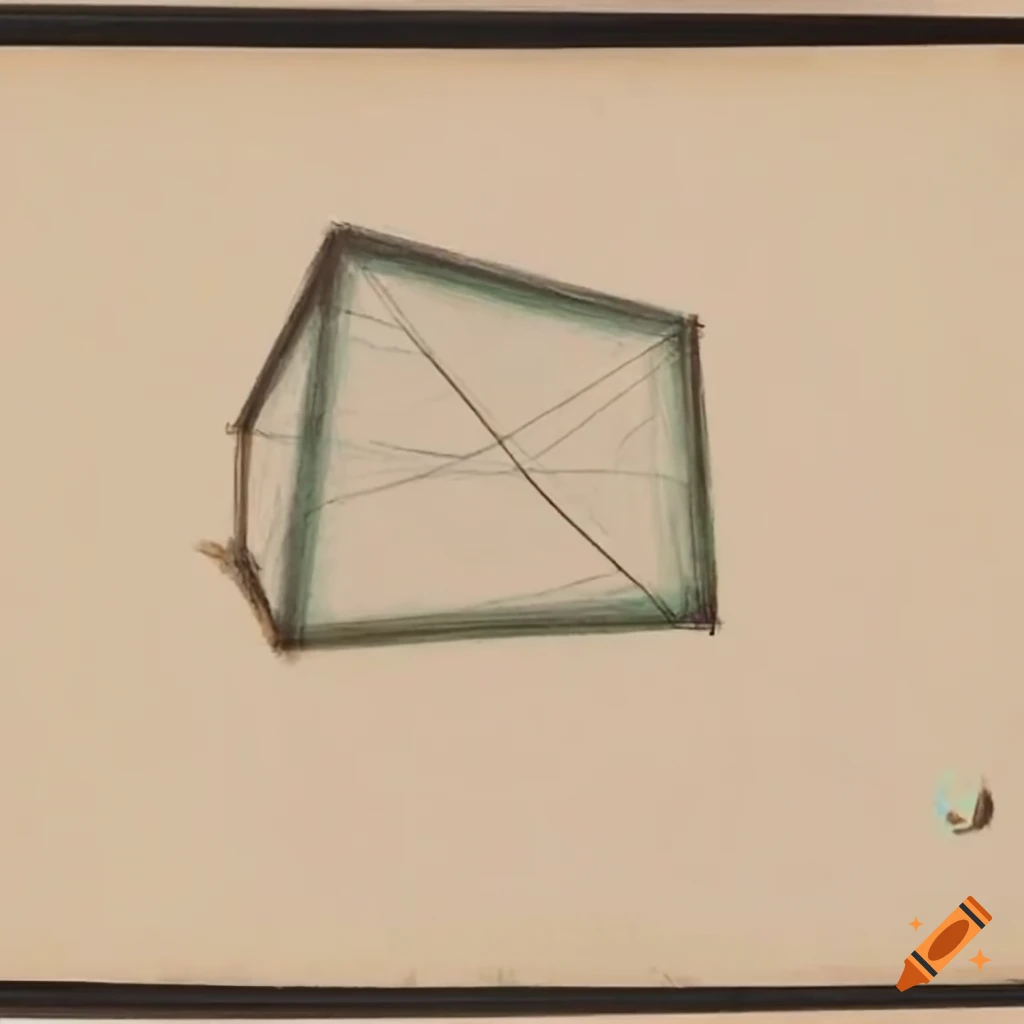 Sketch of a rectangular prism with front, side, and top view on Craiyon