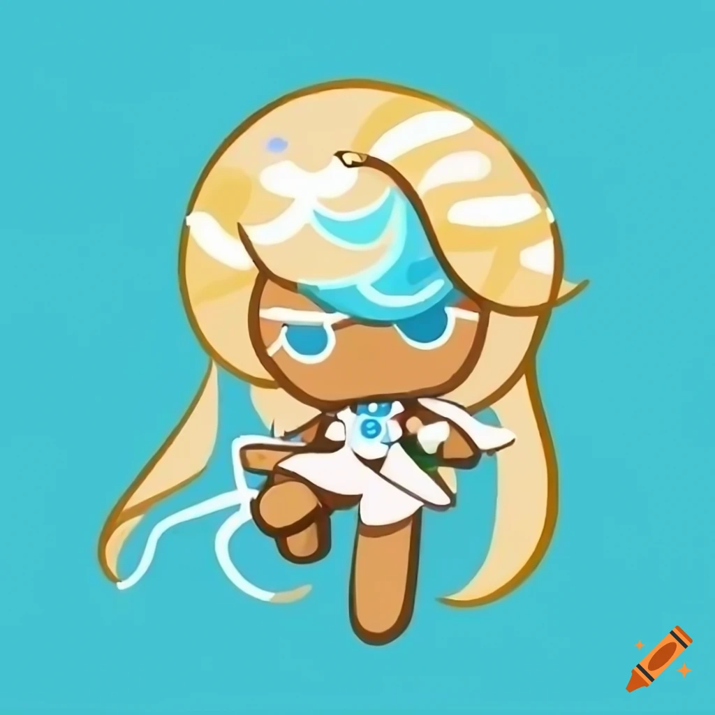 Cute cookie run character in light blue and off white colors on Craiyon