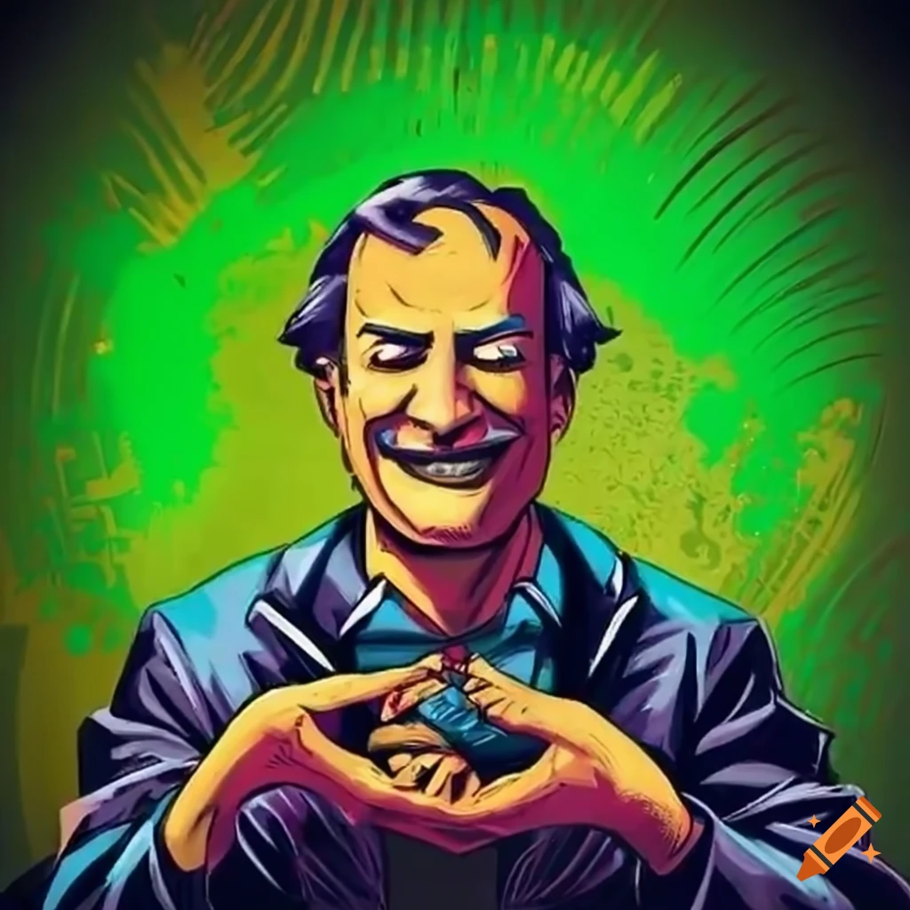 Cartoon character of a greedy merchant