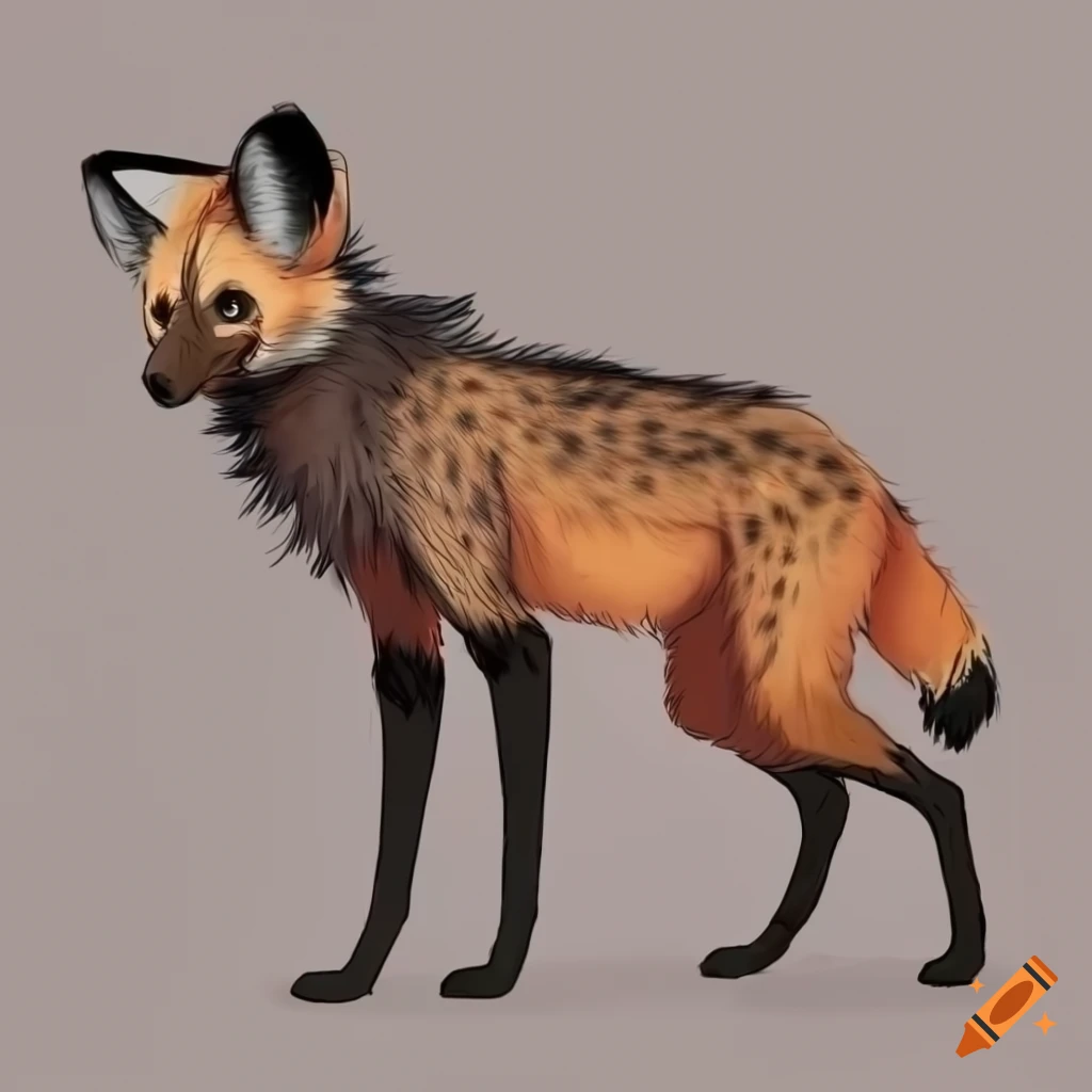 Maned wolf fursona with hyena and fox characteristics on Craiyon