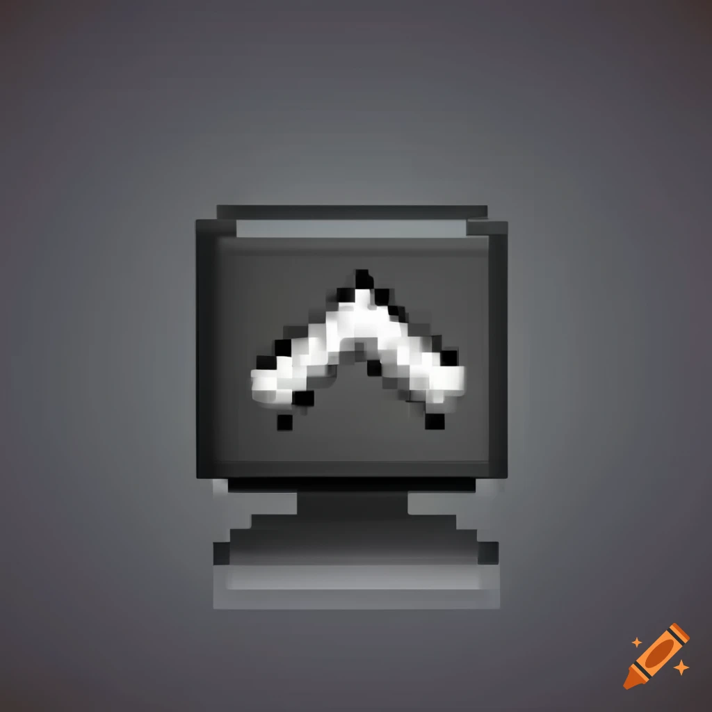 Pixel art of black keyboard key with down arrow on Craiyon