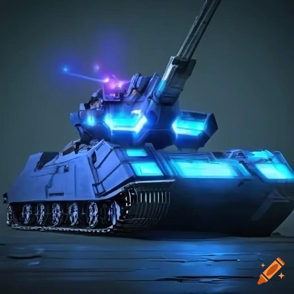 Concept art of a futuristic tank with laser weapons on Craiyon