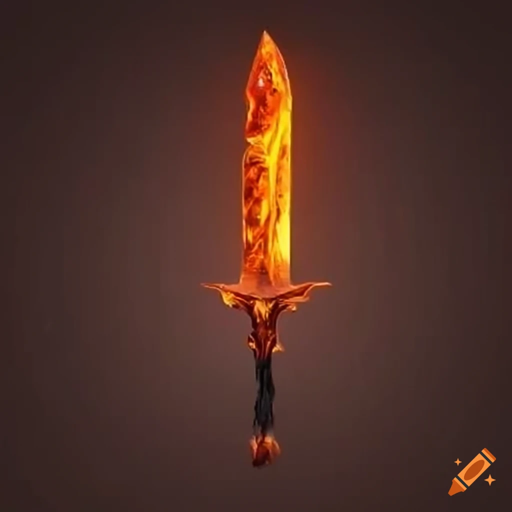 Image of a mythical sword with orange topaz blade on Craiyon