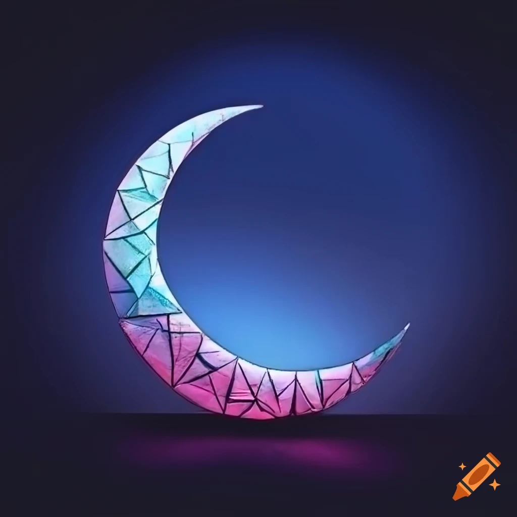 Geometric crescent moon design on Craiyon