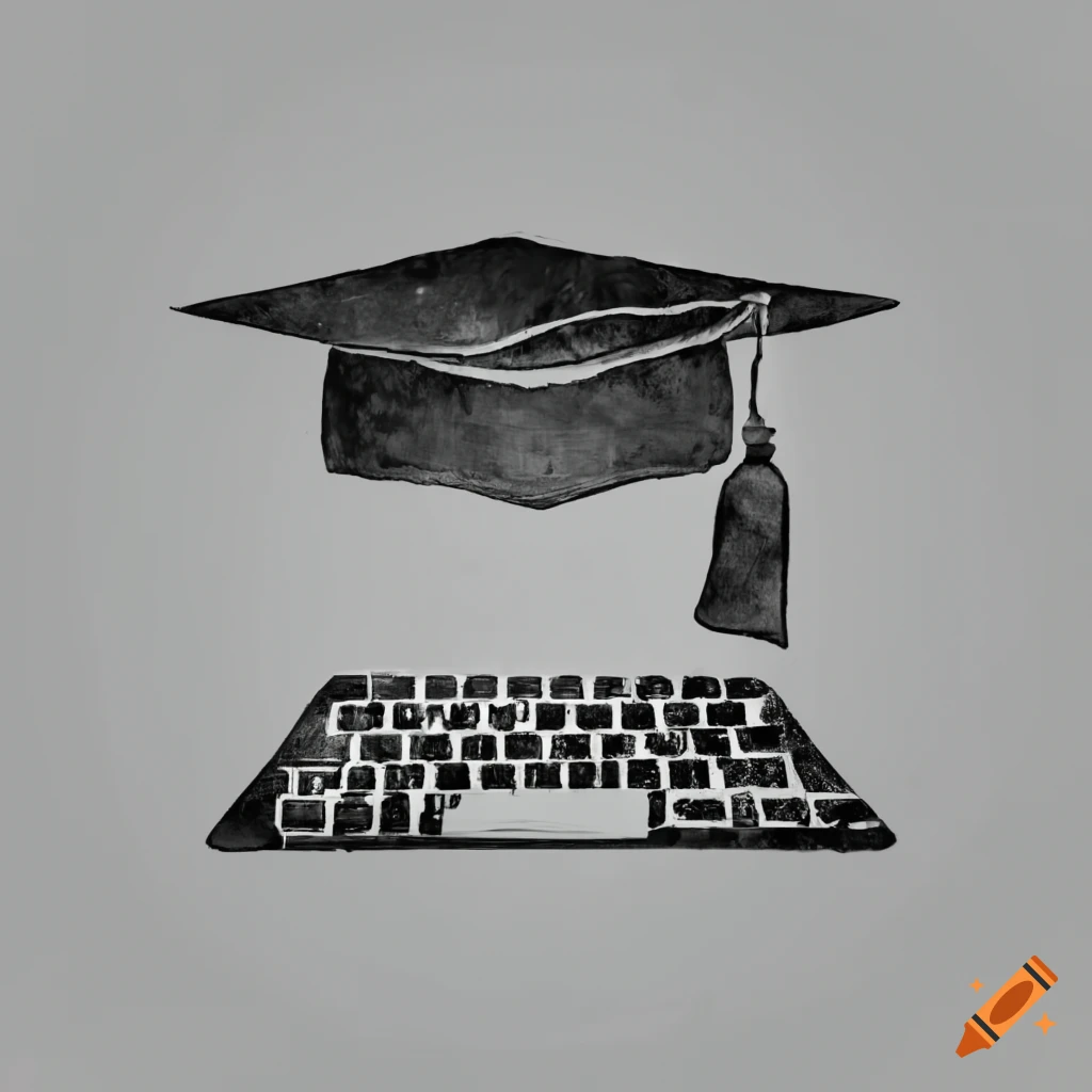 Computer logo with a graduate hat on Craiyon