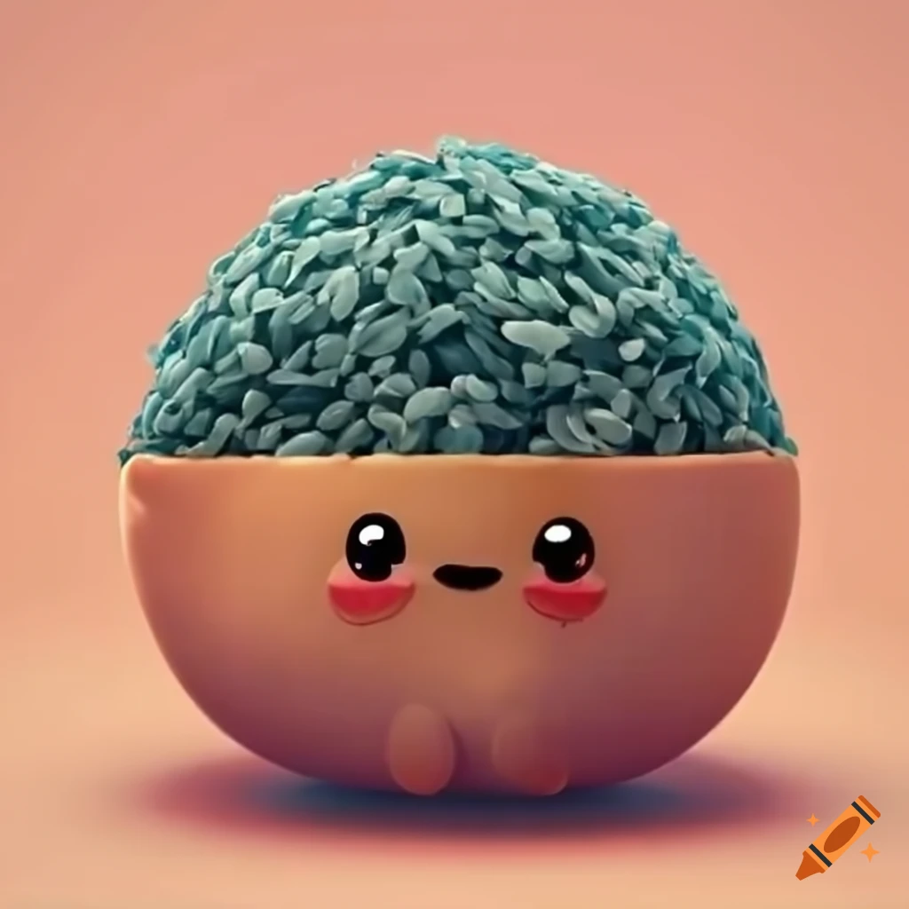 Adorable rice ball with a joyful expression on Craiyon