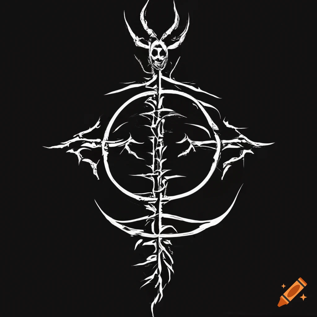 Satanic logo with branches and spikes on Craiyon