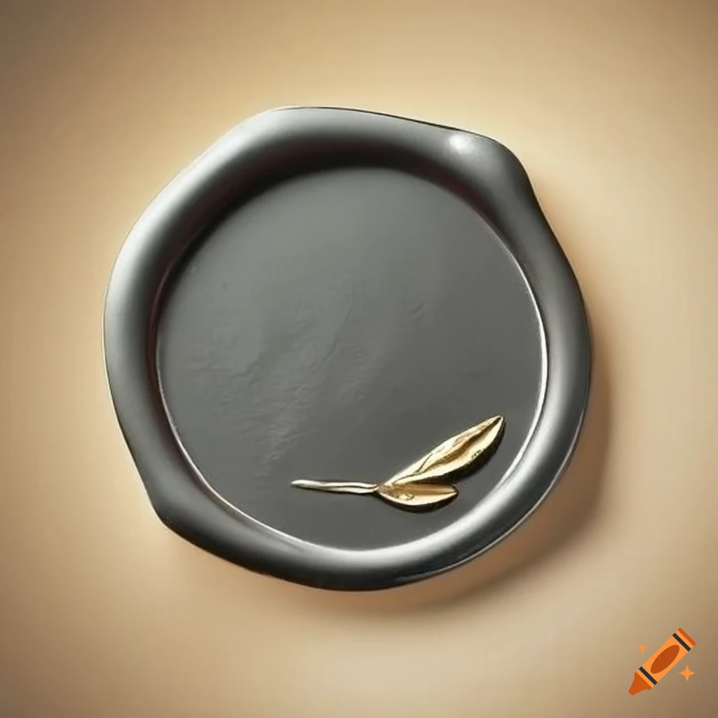 Grey wax seal with golden leaf embossing on Craiyon