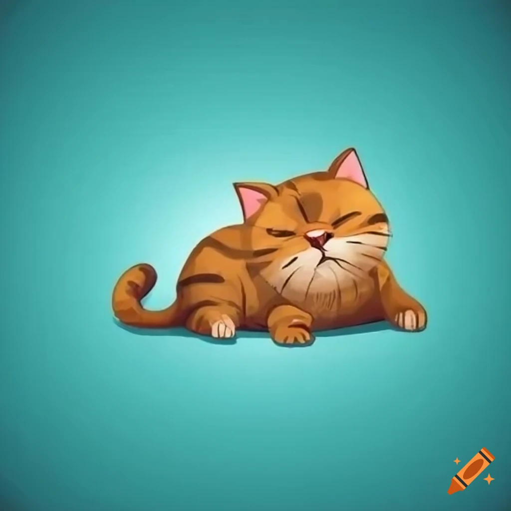 Cartoon cat taking a nap on Craiyon