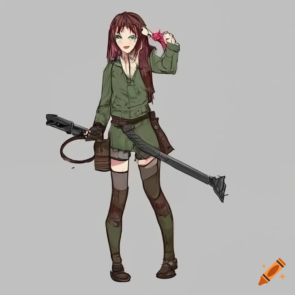 Anime style character concept for zombie survival on Craiyon