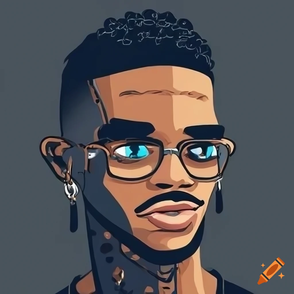 Cartoon portrait of a stylish and confident man on Craiyon