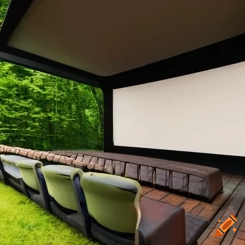 Layout of a small indoor outdoor cinema for students on Craiyon