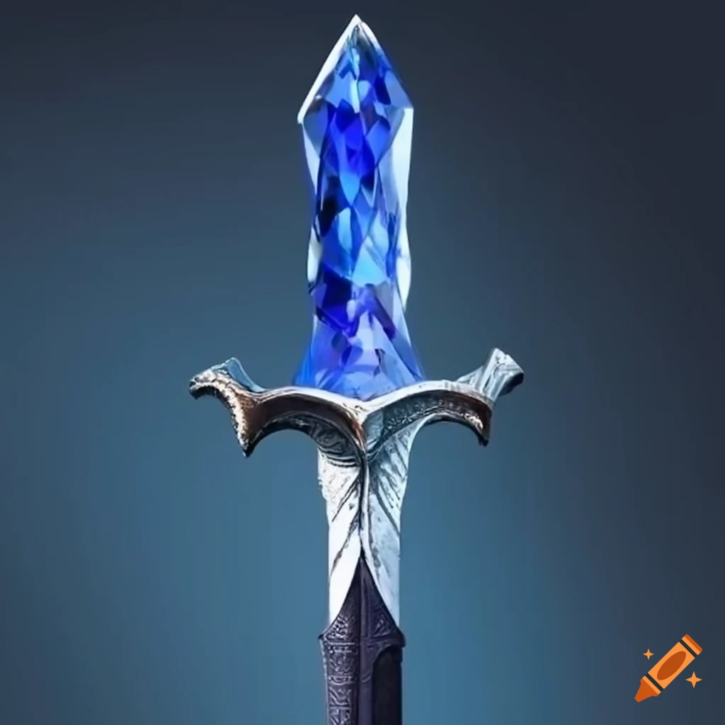 Sword with a blade made of royal blue sapphire