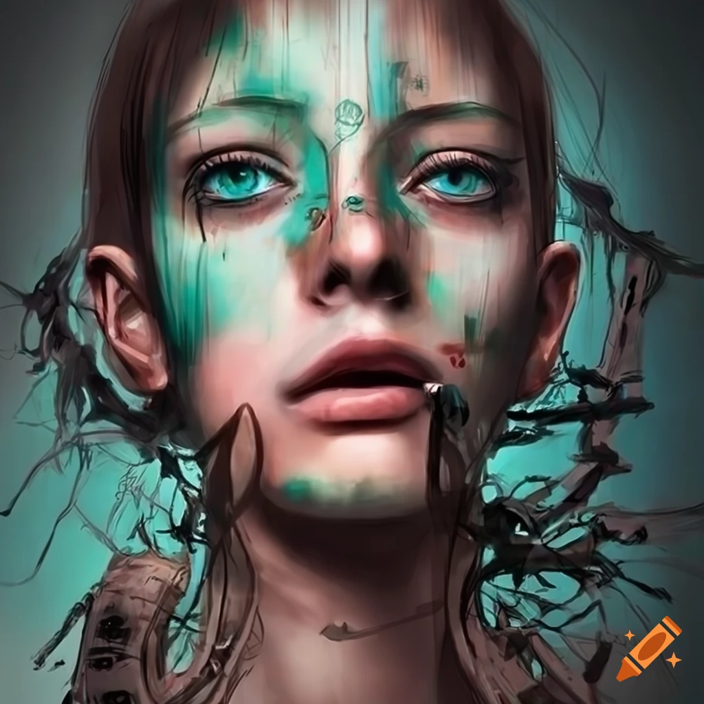 Portrait of a girl in a dystopian setting on Craiyon