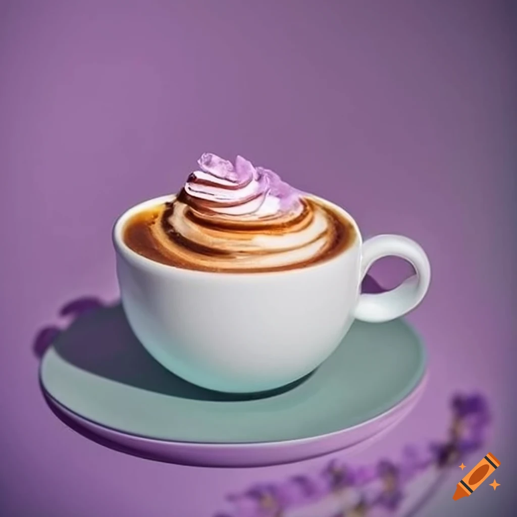 Delicious frothy latte with a touch of purple on Craiyon